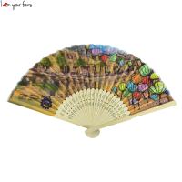 China Factory Custom Folding Fan Festival Celebration Souvenir Silk Bamboo Fan Hand Fans for sale