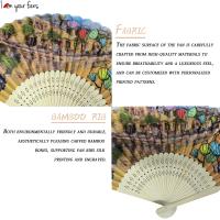 China Factory Custom Folding Fan Festival Celebration Souvenir Silk Bamboo Fan Hand Fans for sale