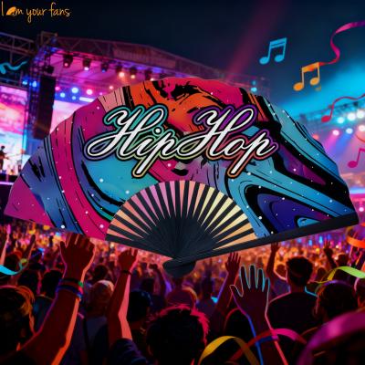 China Creative Gift Party Decoration Fan Folding Hand Fan Music Festival Bamboo Fan for sale