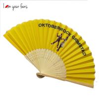 China Custom Printed Bamboo Wooden Advertising Fan Folding Paper Fan Mini Hand Fan for sale