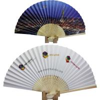 China Custom Printed Bamboo Wooden Advertising Fan Folding Paper Fan Mini Hand Fan for sale