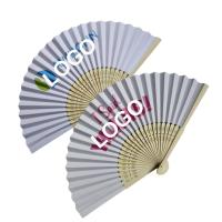 China 21cm Personalized Hand Held Fans Wedding Fan Promotional Custom Printed Bamboo Paper Folding Hand Fan for sale