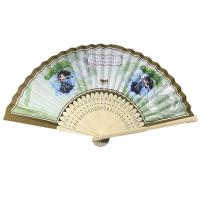 China 21cm Small Silk Fabric/Paper Folding Bamboo Fan on Both Sides for Advertisement Custom DIY Logo Fan Wedding Hand Fan for sale
