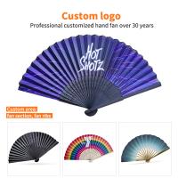 China Factory Customized Hand Fan Advertising Folding Hand Fans Personalized Bamboo Paper Fan for sale