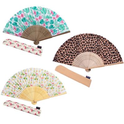 China Wholesale Paper and Fabric Mini Bamboo Wood Rid Hand Held Fan Foldable Hand Fan for sale