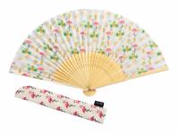 China Wholesale Paper and Fabric Mini Bamboo Wood Rid Hand Held Fan Foldable Hand Fan for sale