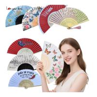 China Factory Direct Personalized Bamboo Fans, 10+ Custom Printed Handheld Folding Fans for Weddings & Events, Bridal Party Favors for sale