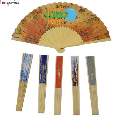 China 9inches High Quality Bamboo Hand Fans Folding Fan Custom Handicraft Bamboo Fan for sale