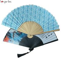 China Personalized Custom Fabric Bamboo Hand Fan Bamboo Craft Folding Hand Fan for sale