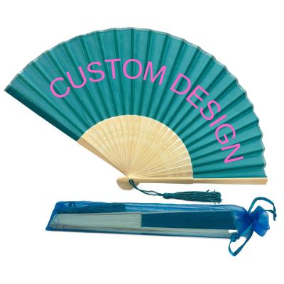 China High Quality Personalized Custom Printing Wedding Bamboo Handheld Foldable Hand Fan for sale