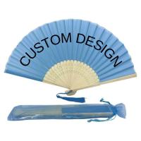 China Personalized Festival Bamboo Paper Silk White Bridal Japanese Custom Printed Logo Wedding Hand Fans for sale