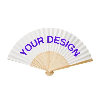 China Personalized Festival Bamboo Paper Silk White Bridal Japanese Custom Printed Logo Wedding Hand Fans for sale