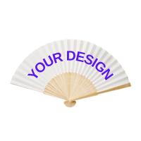 China Personalized Festival Bamboo Paper Silk White Bridal Japanese Custom Printed Logo Wedding Hand Fans for sale