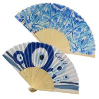 China Customized Printed 21cm/23cm Silk Hand Fan Folding Fan Bamboo Fan Custom for sale