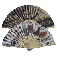 China 6 Inch Hot Sale Customized Fan Fabric Folding Hole Bamboo Hand Fan Bride for Promotion Gifts for sale
