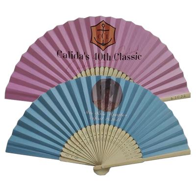 China Advertising Custom Brand Promotion  Natural Bone Hand Fan Bamboo Gifts Folding Fan for sale