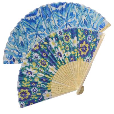China Hot Sale Personalized Custom Bamboo Fan 21cm Small Custom Folding Silk Fabric Bamboo Hand Fans for sale