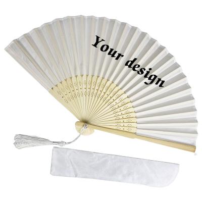 China 21/23cm Customized Colored Printed  Fan Paper/Poyester Hand Fan for Activity for sale