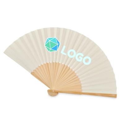 China 6 Inch Hot Sale Customized Fan Fabric Folding Hole Bamboo Hand Fan Bride for Promotion Gifts for sale