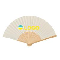 China 6 Inch Hot Sale Customized Fan Fabric Folding Hole Bamboo Hand Fan Bride for Promotion Gifts for sale