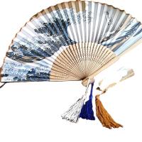 China 6 Inch Hot Sale Customized Fan Fabric Folding Hole Bamboo Hand Fan Bride for Promotion Gifts for sale