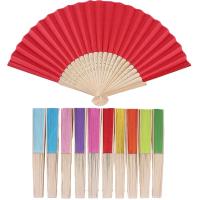China 6 Inch Hot Sale Customized Fan Fabric Folding Hole Bamboo Hand Fan Bride for Promotion Gifts for sale