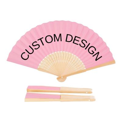 China Custom Brand Promotion Advertising Wedding Invitation Blank White Hand Fan Bamboo Crafts Gifts Folding Fan for sale