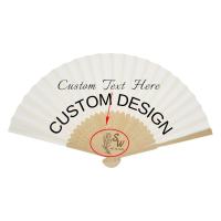 China Custom Brand Promotion Advertising Wedding Invitation Blank White Hand Fan Bamboo Crafts Gifts Folding Fan for sale