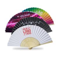 China Wholesale Cheap Hand Fan Custom Printed Bamboo Paper and Fabric Folding Hand Fan Decoration Craft Fan for sale
