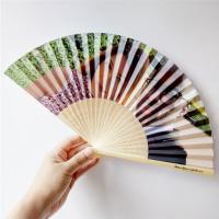 China Wholesale Cheap Hand Fan Custom Printed Bamboo Paper and Fabric Folding Hand Fan Decoration Craft Fan for sale