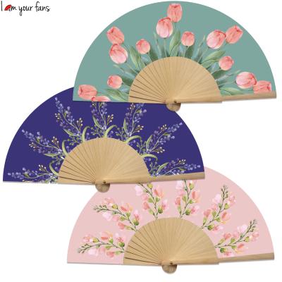 China Personalised Customised Printed 23cm Premium Wooden Fan with Digital Printing for Hot Sale for sale