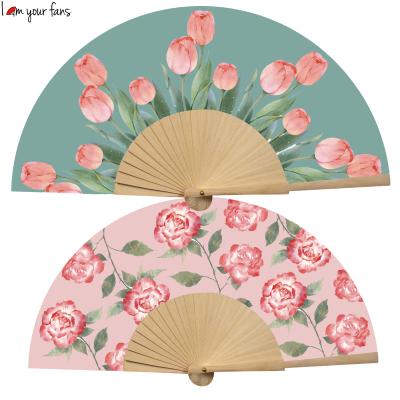 China Factory Sale 23cm Length Custom logo Wooden Hand Fan Wedding Fan Custom for Wedding for sale