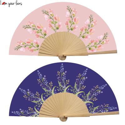 China New Arrival Wholesale Custom Logo Printed Hand Held Fan Wood Bamboo Folding Hand Fan for sale