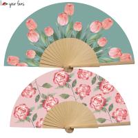 China New Arrival Wholesale Custom Logo Printed Hand Held Fan Wood Bamboo Folding Hand Fan for sale