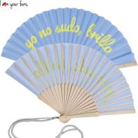 China Customized Logo Print Souvenir Gift Hand Fan Wooden Fan Hand Held With Lanyard for sale