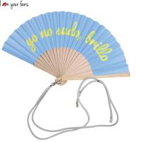 China Souvenir Folding Fans Promotional Hand Fans Modern Wooden Fans Custom Bulk With Lanyard for sale