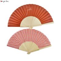 China New Arrival Customized Hand Fan Wood and Fabric Fans Eco-Friendly Wooden Fan for Wedding for sale