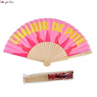 China New Arrival Customized Hand Fan Wood and Fabric Fans Eco-Friendly Wooden Fan for Wedding for sale