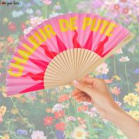 China 23Cm Custom Wooden Hand Fan Handheld Folding Fan for Wedding&Party Favors for sale