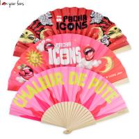 China Custom 23Cm Wooden Hand Fan Spain Wood Fan Creative Wedding Gifts Folding Hand Fan for sale