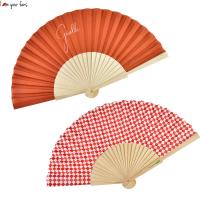 China Personalised Spain Hand Fans Custom Printed Folding Fans Hand Held Wood Fan for sale