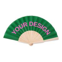 China Customized Wooden Fan Spanish Wedding Wooden Folding Hand Fan Fabrics and Wooden Fan for Wedding for sale