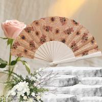 China Customized Folding Fans Hand Held Spanish Fan Elegant Wooden Hand Fan Cork Hand Fan for sale