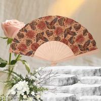 China Customized Folding Fans Hand Held Spanish Fan Elegant Wooden Hand Fan Cork Hand Fan for sale