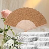 China Personalized Eco-Friendly Cork Folding Fan Wooden Hand Fan for Festive Decorations for sale