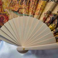 China Digital Printing Retro Style Foldable Hand Fan Wooden Solid Spain Wood Fan for sale