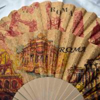 China Digital Printing Retro Style Foldable Hand Fan Wooden Solid Spain Wood Fan for sale
