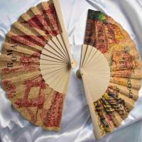 China Digital Printing Retro Style Foldable Hand Fan Wooden Solid Spain Wood Fan for sale
