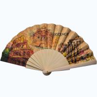 China Digital Printing Retro Style Foldable Hand Fan Wooden Solid Spain Wood Fan for sale