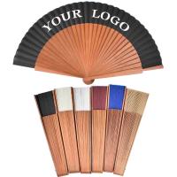 China Promotion 6.5CM Fabric Hand Fan Wood  Folding Fans Custom Fabric Fan for sale